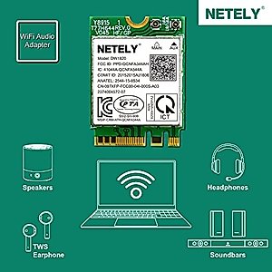 NETELY IEEE 802.11AC NGFF M2 Interface 1200Mbps Dual Band WiFi Adapter for Laptop PCs, NGFF M2 WiFi Card with Bluetooth 4.2, OEM DELL Wireless Network Adapter DW1820