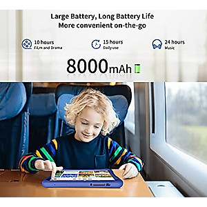 NOBKLEN Kids Tablet 10 Inch Tablet with Android 12 OS - 4GB RAM and 64GB Storage, 2.4G/5G WiFi, 1280 * 800 IPS Display, 8000mAh Battery, Bluetooth 5.0, GPS, Dual Cameras, and Parental Controls