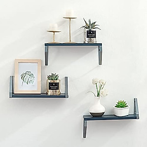 TFER Floating Wall Shelves for Bedroom/Bathroom, Set of 3, Hanging Shelf for Living Room/Kitchen/Laundry Room, Wall Mounted Shelves, Rustic Wood Shelves Great Value Halloween Decoration | Grey02