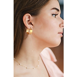 LOKLIFFAI Gold Chunky Hoop Earrings for Women,Lightweight Hoop Earrings