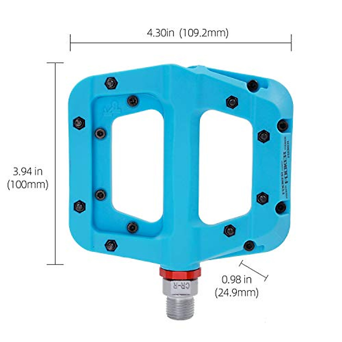 FOOKER MTB Pedals Mountain Bike Pedals 3 Bearing Non-Slip Lightweight Nylon Fiber Bicycle Platform Pedals for BMX MTB 9/16"