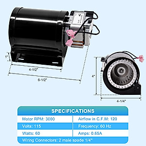 Adviace Replacement Blower Motor for Lopi Freedom Bay & Freedom II & Answer & Revere, Avalon Olympic Wood Stove Insert, 99000137 99000123 99000190 99000126 99000128 99000133 Blower Fan