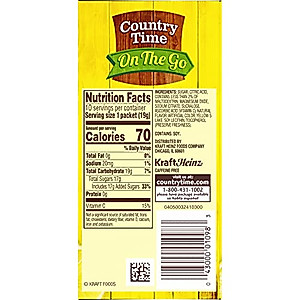 Country Time Sugar Sweetened Lemonade On-The-Go Powdered Drink Mix, 10 Count (Pack of 6)