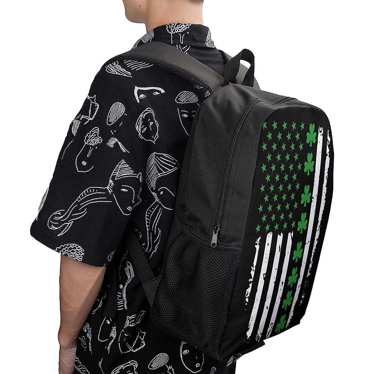 Nakgn St Patrick's Day Irish American Flag Print Kids School Backpack for Elementary Girl Boy