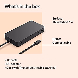Microsoft Surface Thunderbolt Dock - High-Speed Docking Station with Thunderbolt™4 Ports, 2.5 Hour Laptop Charging, Dual 4K Monitor Support, 3 USB-C and 3 USB-A Ports, 2.5G Ethernet, 3.5mm Audio Jack