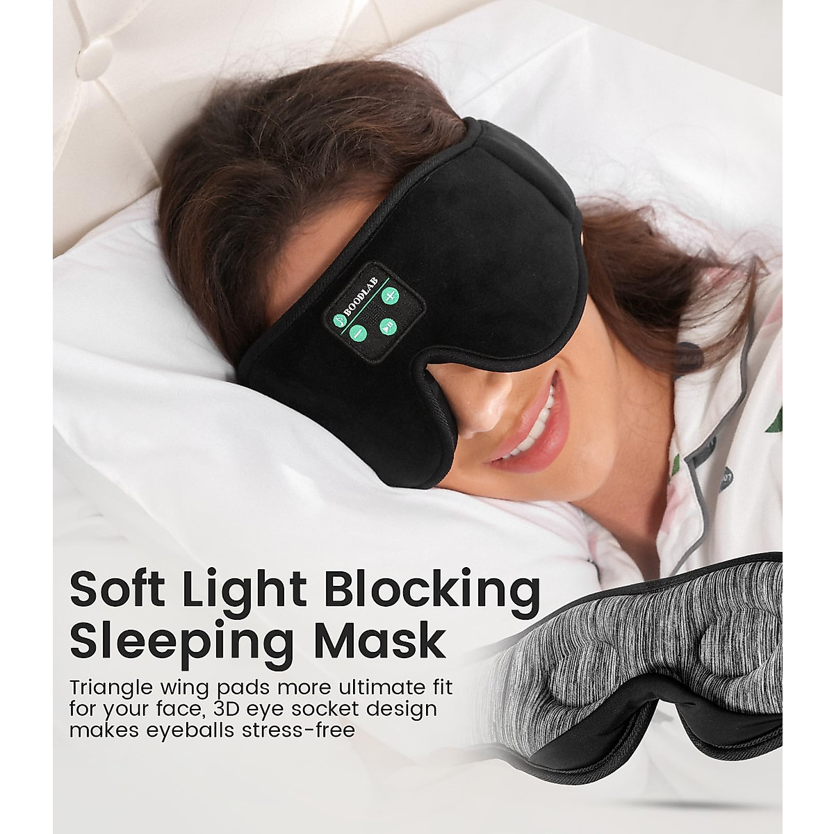 Boodlab Sleep Headphones Bluetooth Sleep Mask, 3D Sleep Eye Mask with Ultra-Thin HD Stereo Speakers Washable Adjustable for Sleeping Side Sleepers, Air Travel,Yoga,Meditation,Holiday Purple