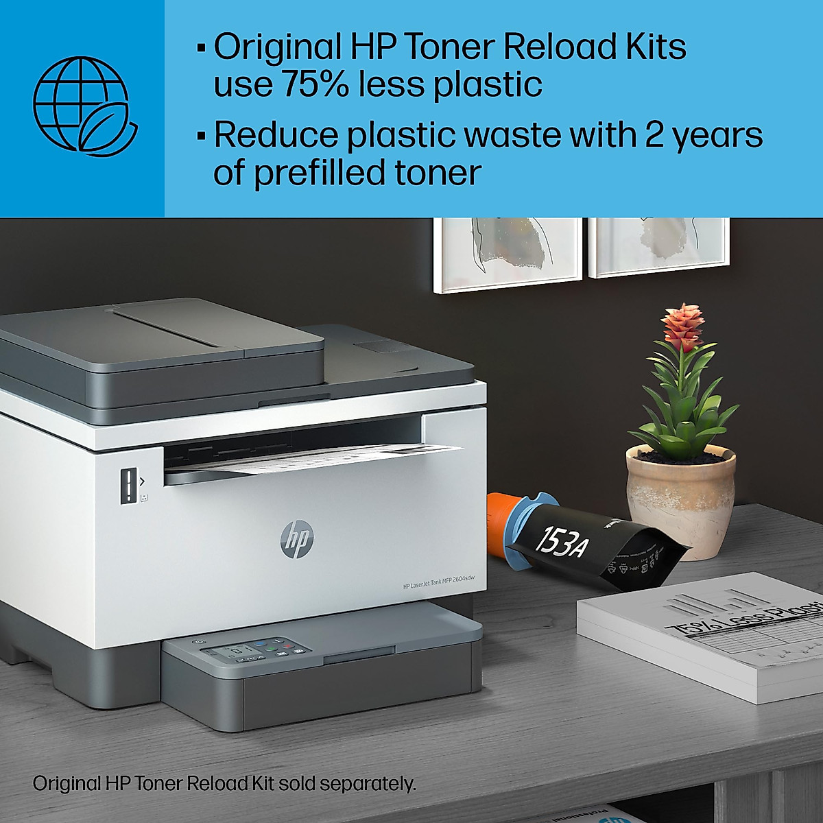 HP LaserJet Tank MFP 2604sdw Wireless Black & White Printer Prefilled With Up to 2 Years of Original HP Toner (381V1A)