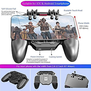 PUBG Mobile Controller Radiator Fast Cooling Phone Gamepad 4 Trigger 6 Finger Operation - L1R1/L2R2 for iPhone, Samsung, Oneplus, Pixel, compatible with CoD Warzone Mobile, Fortnite, Powered by USB C