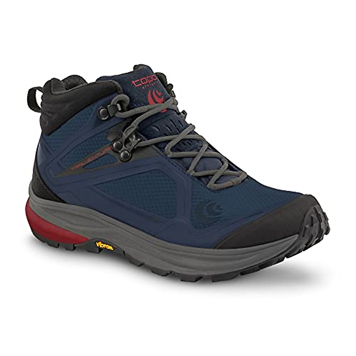 Topo Athletic Men's Trailventure Comfortable Cushioned Durable 5MM Drop Trail Running Shoes, Athletic Shoes for Speed Hiking, Navy/Red, Size 12