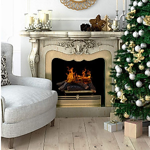 Barton 10-Piece Fireplace Logs Ceramic Logs Wood Fire Place Log Gas Heat Resistant Realistic Logs Stackable Logs Indoor or Outdoor Set (10pcs)