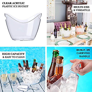 Efavormart Clear 7 Liter Plastic Ice & Drinks Bucket, Party Beverage Cooler Storage Tub with Handles