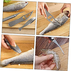BESTonZON 2 Sets Stainless Steel Fish Scale Planer Cleaning Tools Fish Scaler Brush Fish Descaling Tool Prawn Cleaning Tool Kitchen Utensil Fish Scale Tool Fish Remover Seafood Detergent Set
