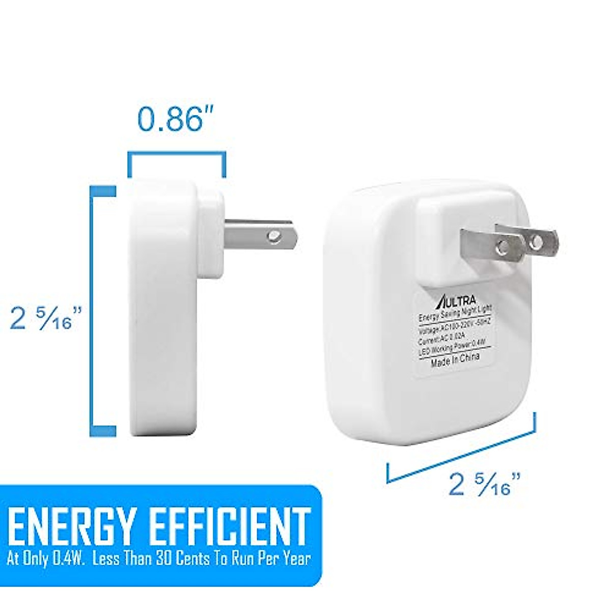 Aultra Night Light LED Night Lights Plug Into Wall - Super Smart Dusk to Dawn Sensor Activated, Automated On & Off, Used for Kitchen, Bathroom, Home Improvement, Bedroom (6-Pack)