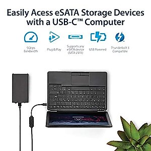 StarTech.com USB C to eSATA Cable - 3 ft / 1m - 5Gbp - for HDD/SSD/ODD - External Hard Drive Adapter - USB 3.0 to eSATA Converter (USB3C2ESAT3)