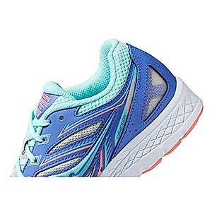 Saucony Cohesion 14 Lace to Toe Running Shoe, Silver/Periwinkle/Turq, 2 US Unisex Big Kid