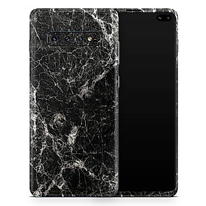 DesignSkinz Black Scratched Marble Protective Vinyl Decal Wrap Skin Cover Compatible with The Samsung Galaxy S20 (Screen Trim & Back Glass Skin)