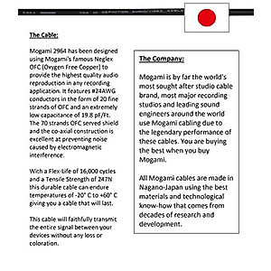 0.5 Foot – High-Definition Audio Interconnect Cable Pair CUSTOM MADE By WORLDS BEST CABLES – using Mogami 2964 wire and Amphenol ACPL Black Chrome Body, Gold Plated RCA Connectors