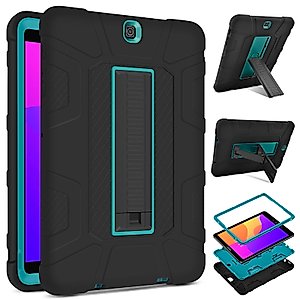 DETUOSI Shockproof Case for Samsung Galaxy Tab S2 9.7" 2015 (SM-T810/ T813/ T817T/ T817V),3-Layers Hybrid Heavy Duty Multi-Angle Kickstand Protective Cover for Samsung Galaxy Tab S2 9.7" Case for Kids