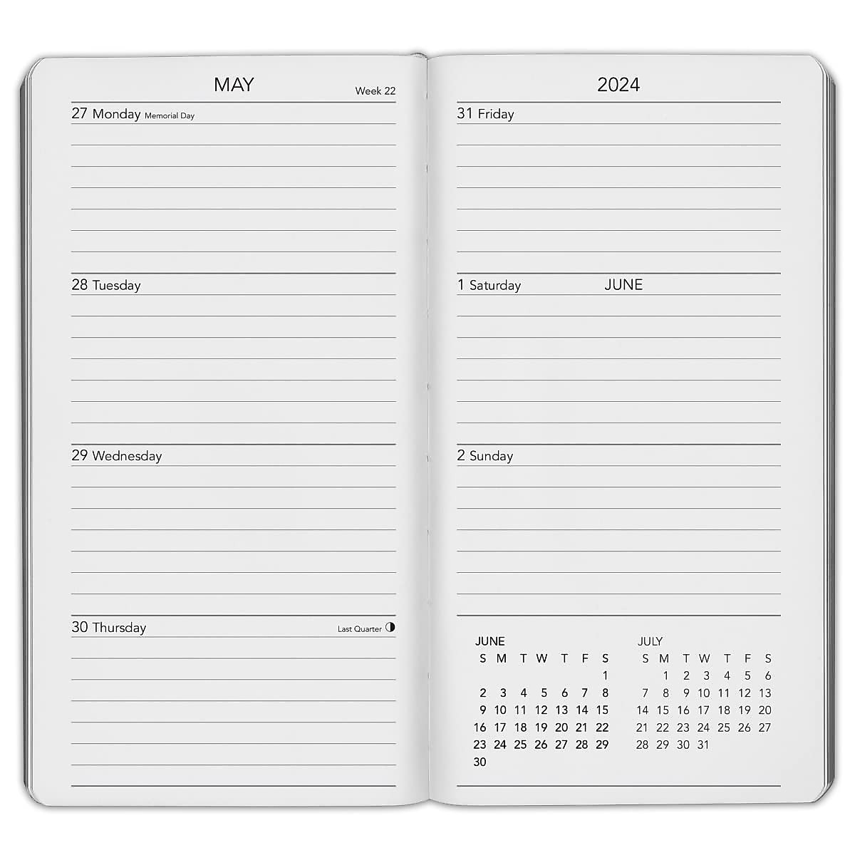 Harbor Pocket Weekly Planner 2024 - Cambridge Orchid Flower - 6x3.25"