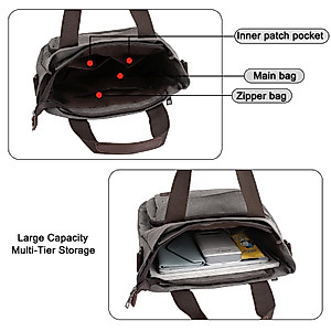 ZHIERNA Canvas Tote Purse for Women, Vintage Crossbody Shoulder Bags Small Handbag, Multi-pocket Top Handle Work Bag