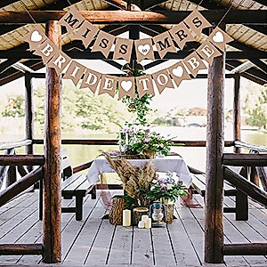 ANYI16 Bride to Be Banner & Miss to Mrs Banner ,2 Pieces Burlap Banner Bridal Shower Banner Rustic Bunting Garland for Party Decorations Supplie