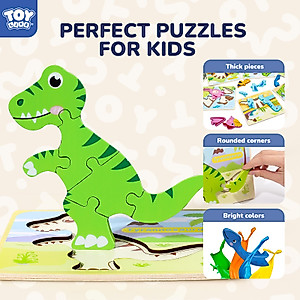 TOY Life Toddler Puzzles Ages 2-4, Wooden Puzzles for Toddlers 1-3, 7 Piece Dinosaur Puzzle 2 Year Old, Toddler Puzzles Ages 1-3, Toddler Boy Toys 2-3, Educational Toys for Toddlers 3-5