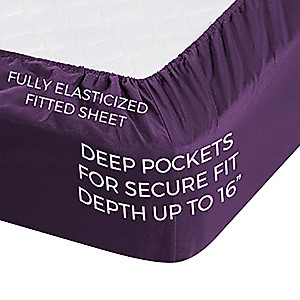 Bed Sheets - Full Sheet Set [6-Piece, Purple] - Hotel Luxury 1800 Brushed Microfiber - Soft and Breathable - Deep Pocket Fitted Sheet, Flat Sheet, Pillow Cases