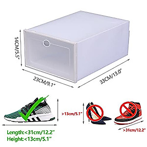 24 Pack Stackable Shoe Box Plastic Shoe Organizer Space Saving Shoe Display Containers with Clear Lids for Women/Men, White