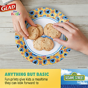 Glad for Kids Cookie Monster Paper Plates | Cookie Monster Plates, Kids Plates | Cookie Monster Paper Plates for Everyday Use, 7” Paper Plates 20 Ct | Sesame Street Paper Plates