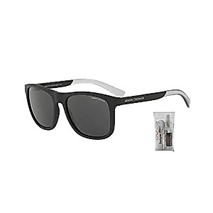 Armani Exchange AX4049SF 818287 57M Matte Black/Grey Square Sunglasses For Men+ BUNDLE with Designer iWear Complimentary Care Kit