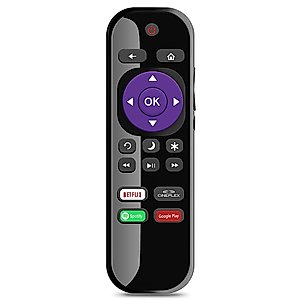 Gvirtue NS-RCRUS-17 Universal Remote Control Replacement for Insignia Roku TV Remote All Insignia Roku Smart LED TV with Spotify, Cineplex, Netflix, Google Play (Model Year 2016 2017 2018 2019 2020)
