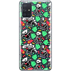 TPU Phone Case Compatible with Samsung A72 A71 5G A70 A51 A50 A32 A21 A11 A12 A13 A14 A01 Dinosaurs Skeleton Kawaii Flexible Lightweight Kids Clear Cute Shockproof Durable Protective Bones