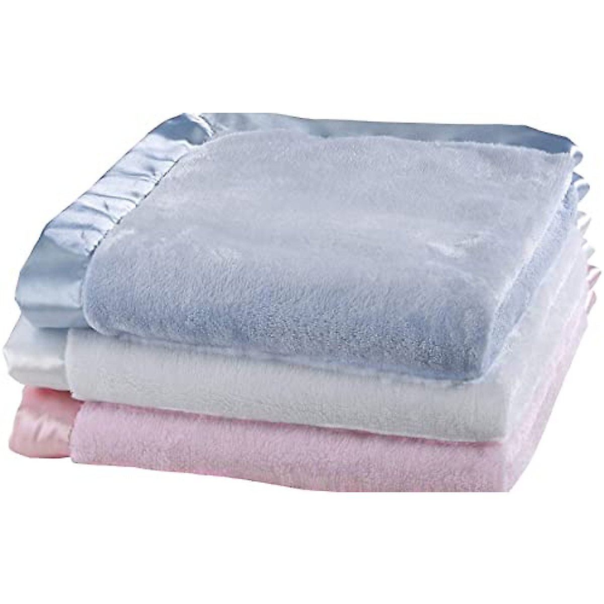 Kids-Pillowcases-By-Stockingfactory Personalized Baby Blankets for Boys (30x40, Blue Micro Plush Fleece Satin Edge Trim) Custom with Baby's Name for Newborn Baby Christening Baptism