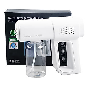 Handheld Steam Fogger Sprayer Gun Spray Machine Nano Electric Atomizer, Light Portable Cordless Intelligent Rechargeable One Key On for Home, Office, Garden, Indoor and Outdoor Safe and Stable, White