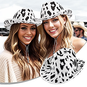 DOCILA Black Cowboy Hat For Women Men DIY Western Cowgirl Hats Felt 2 Pieces Party Costume Dress Hats Valentine Gift Birthday Adjustable Drawstring