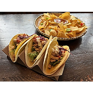 Disposable Taco Holder Stand Up Serving Rack-Holds Up to 3 Tacos, Made of Cardboard Safety&Eco-Friendly for Family or company Party,Restaurant,Outdoor,Wedding,take-out (50, Yellow)