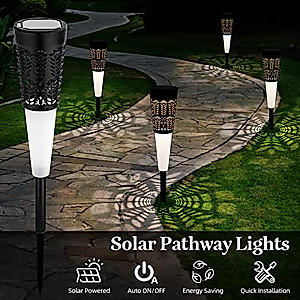 Vingtok Solar Pathway Lights 4 Pack, Solar Lights Outdoor Waterproof, 15 Hrs Long-Lasting LED Solar Powered Garden Path Lights for Walkway Yard Backyard Lawn Landscape Decorative (Warm White)
