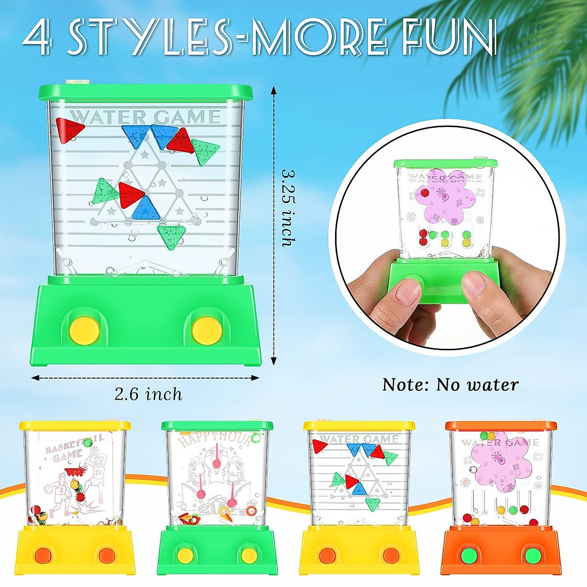 Gejoy 4 Pieces Water Games Handheld Valentines Day Gifts for Kids Mini Waterful Ring Toss Retro Pastime Toys Car Games Birthday Party Favor for Classroom Kids Adults Gifts(Classic Style)