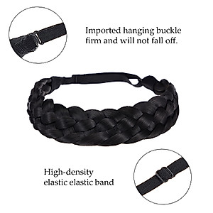 TOECWEGR 5 Strands Synthetic Hair Braided Headband Hairpiece Classic Chunky Wide Plaited Braids ElasticMulti Color Headband Ladies Beauty Hair Accessories …