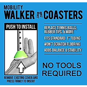 Walker Coasters, Medical Accessories, (6 Count, Tennis Ball Yellow)