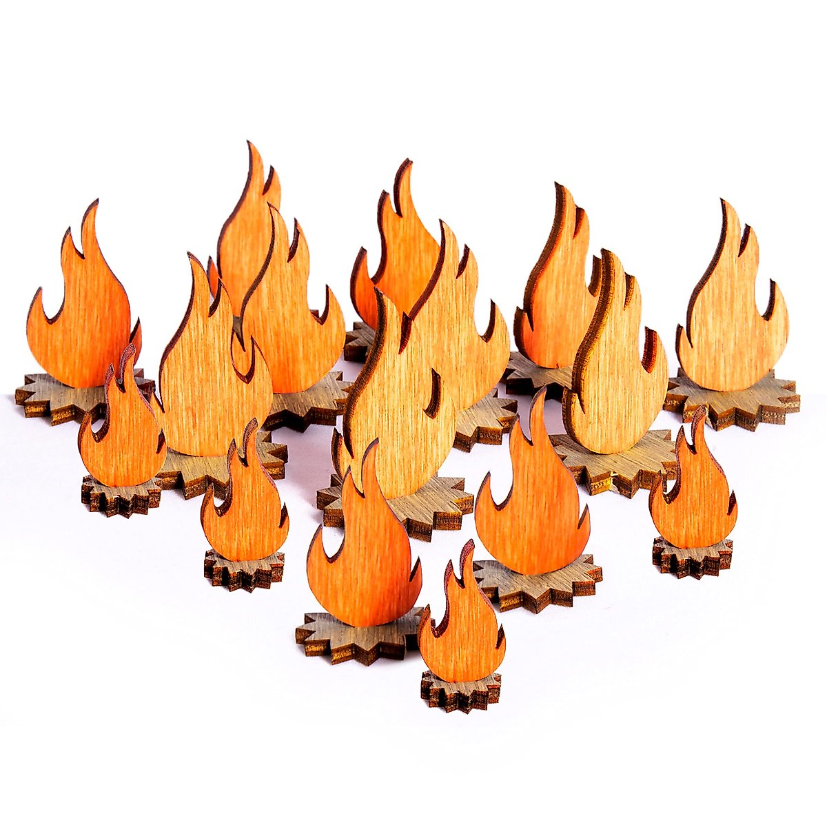 SMONEX 20 Wooden Mini Flame Markers - Spell Effects and Game Markers for Use with Dungeons and Dragons Board Game, Pathfinder, Warhammer, and Other Tabletop RPG – Accessories for D&D