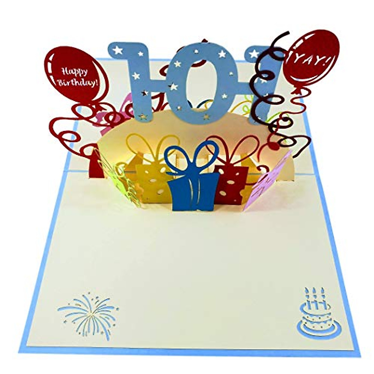 iGifts And Cards Happy 101st Birthday With Lots of Presents 3D Pop Up Greeting Card - Awesome, Cute, Fun, Gift, Unique, Special Occasion, Celebration, Husband, Wife, Best Friend, Congratulations
