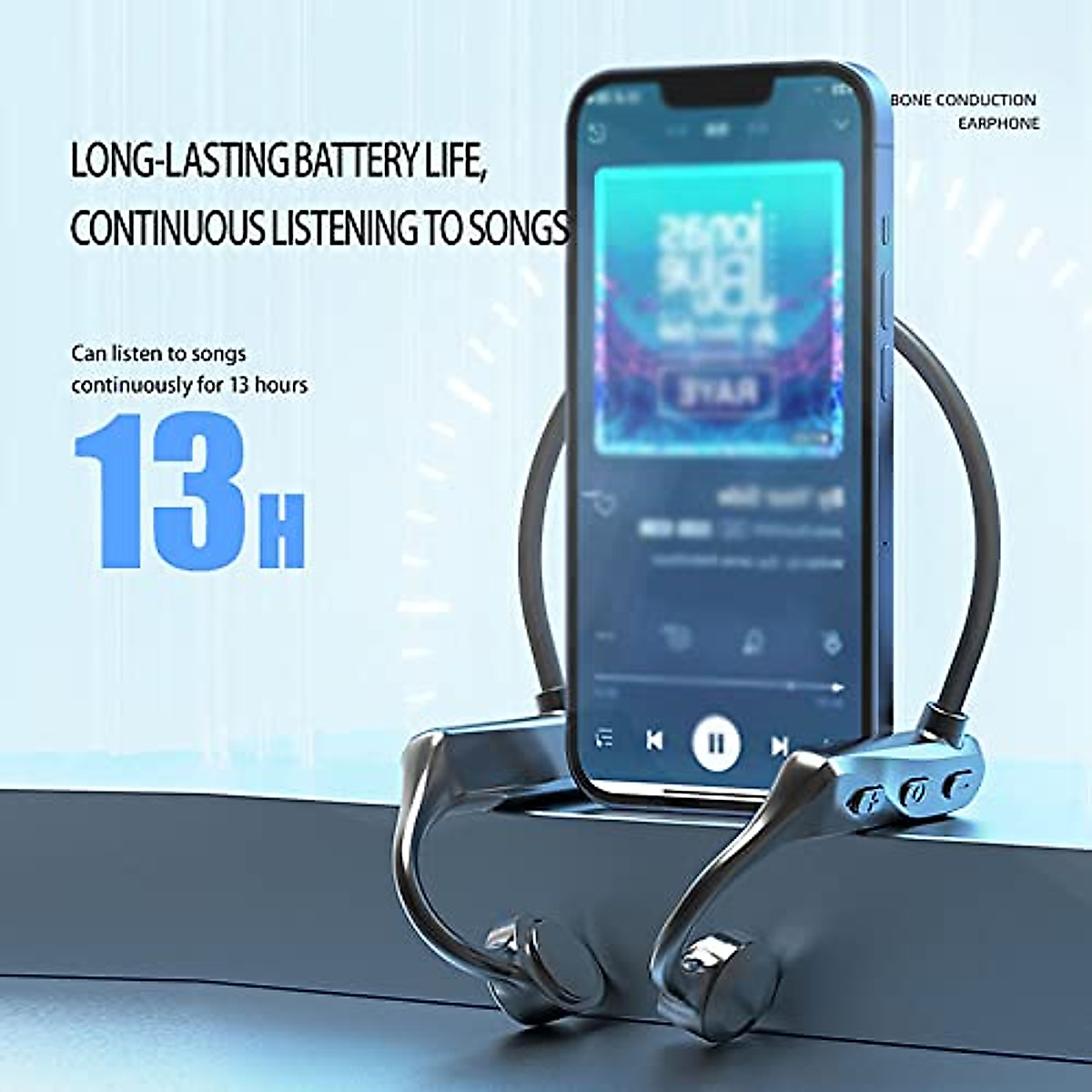 MONKPEAR Bone Conduction Headphones - Waterproof Bluetooth Wireless Headset, 2023 Upgraded Open-Ear Wireless Bluetooth Sport Headphones, Waterproof Headset for Running Workouts Cycling (Blue)