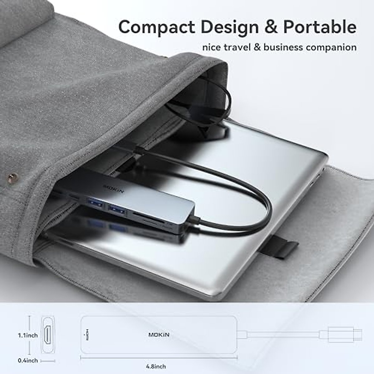USB C Hub HDMI Adapter for MacBook Pro/Air, MOKiN 7 in 1 USB C Dongle with HDMI, SD/TF Card Reader, USB C Data Port,100W PD, and 2 USB 3.0 Compatible for MacBook Pro/Air, Dell XPS, Lenovo Thinkpad.