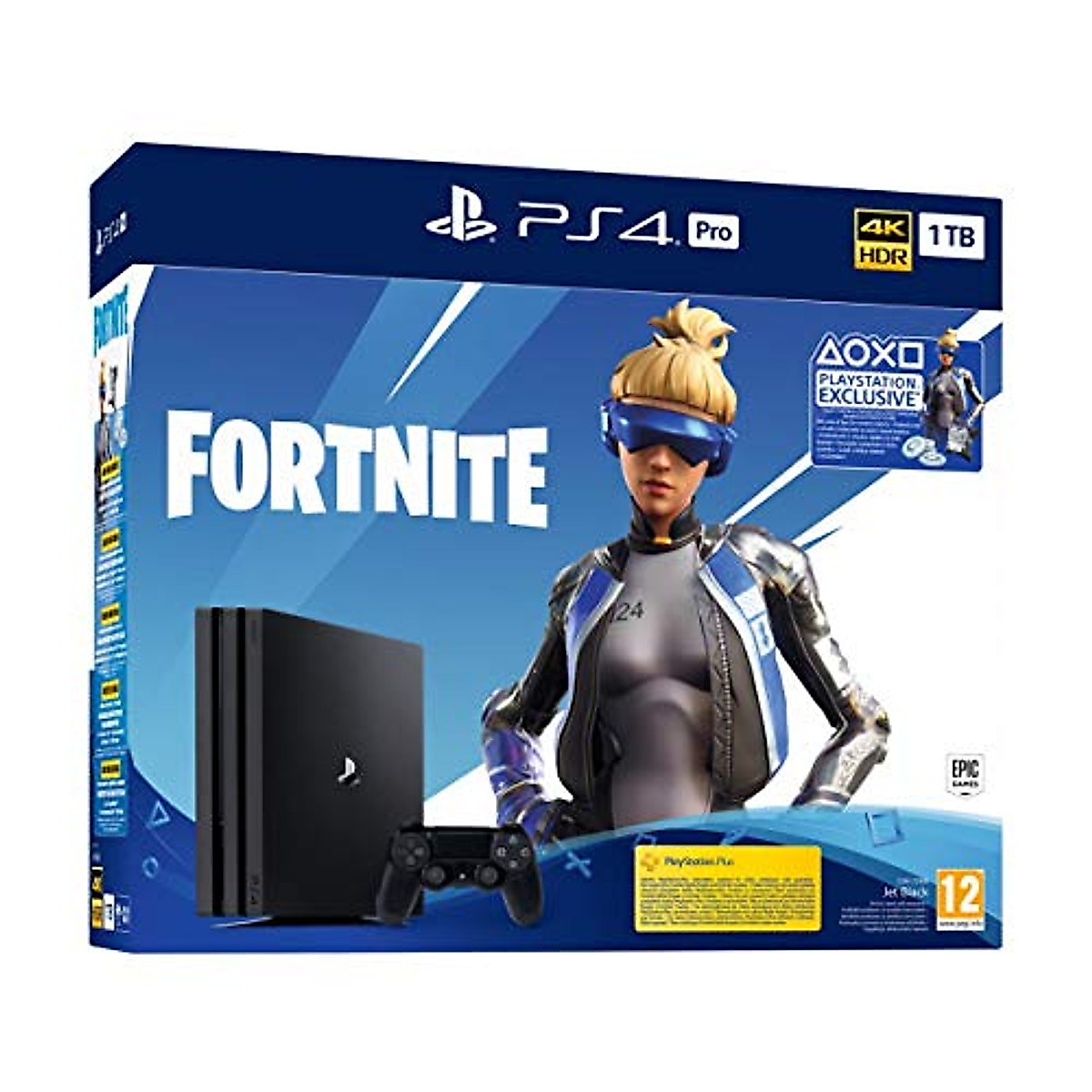 Playstation 4 Pro 1TB Euro Version+ Fortnite Deluxe Bundle US Edition, w/HESVAP US Adapter Product Name