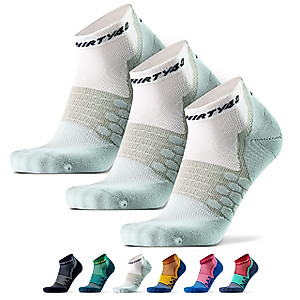 Thirty48 Performance Compression Low Cut Running Socks for Men and Women | More Compression Where Needed ([3 Pair] LightGray/White, XLarge - Women 11-13 // Men 12-14)