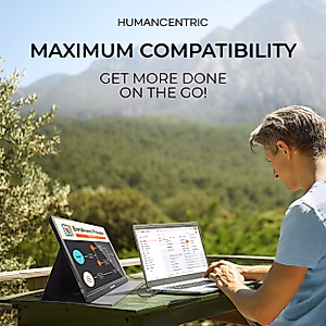 HumanCentric Portable Monitor for Laptop, 15.6" Portable Monitor, Portable Screen, External Monitor for Laptop Powered by USB-C Port, Travel Monitor Display, External Laptop Monitor, 1080P FHD IPS