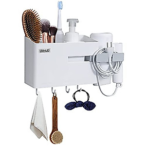 Hair Dryer Holder Wall Mounted, Hair Tools and Styling Organizer for Bathroom , Bathroom Supplies Storage Vanity Caddy for Blow Dryer Curling Wand Hair Straightener Brushes
