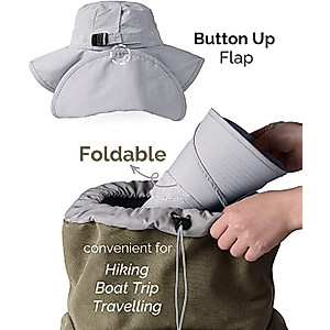 Camptrace Wide Brim UPF 50+ UV Protection Sun Hats Hiking Fishing Gardening Hats with Large Neck Flap for Womens Mens Nylon, Light Grey