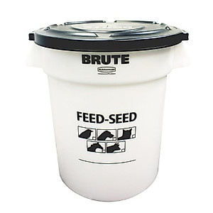 Rubbermaid Commercial Products Feed and Seed BRUTE Container with Lid, 20 Gallon Trash Can, Food Storage